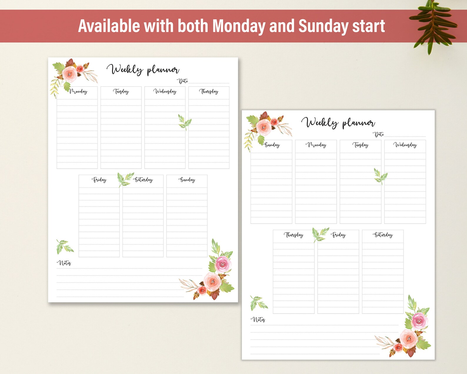Weekly Planner Printable Floral, Weekly to Do List Printable, Weekly ...