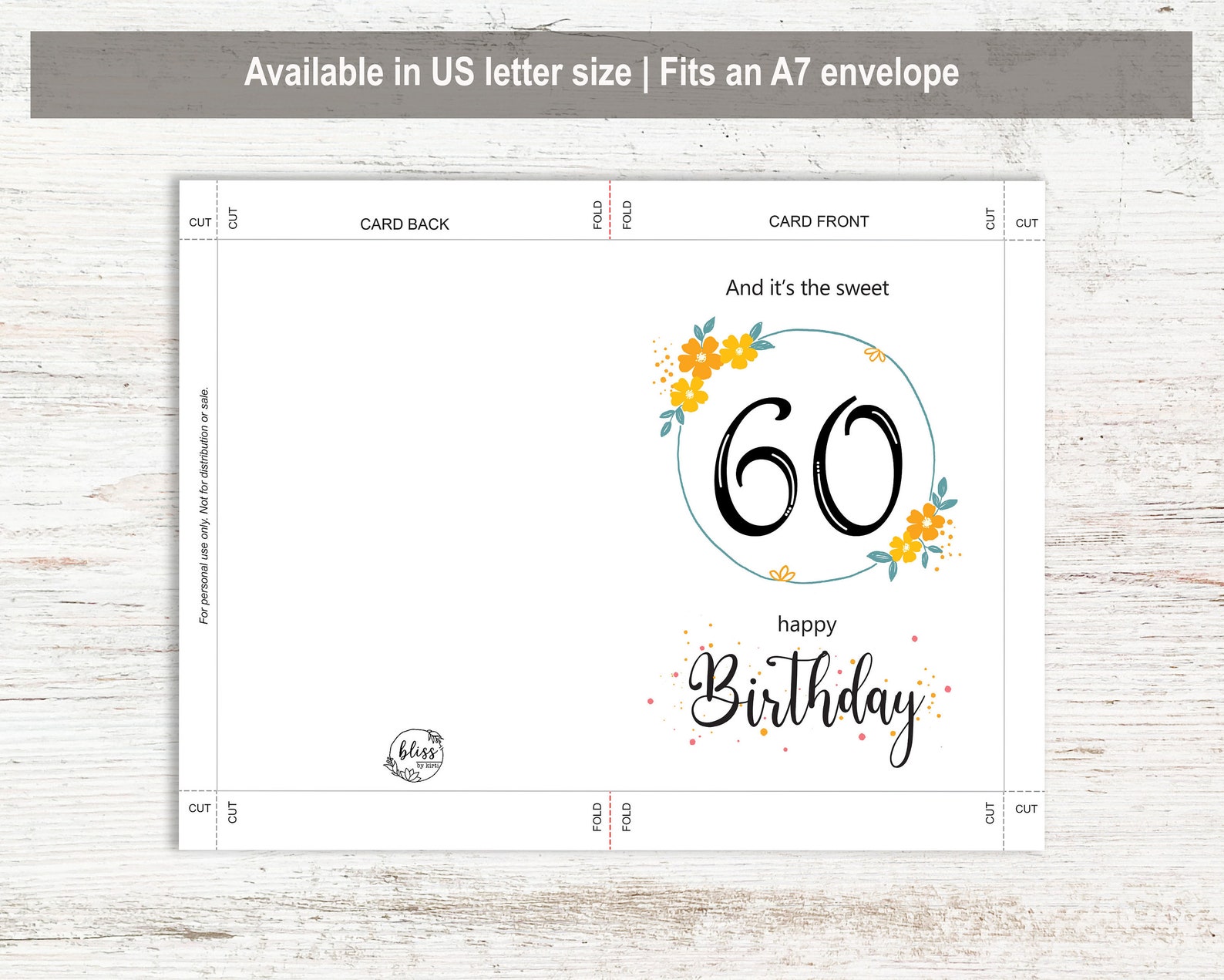 60th Birthday Card Printable, 60th Birthday Printable, Turning 60 ...