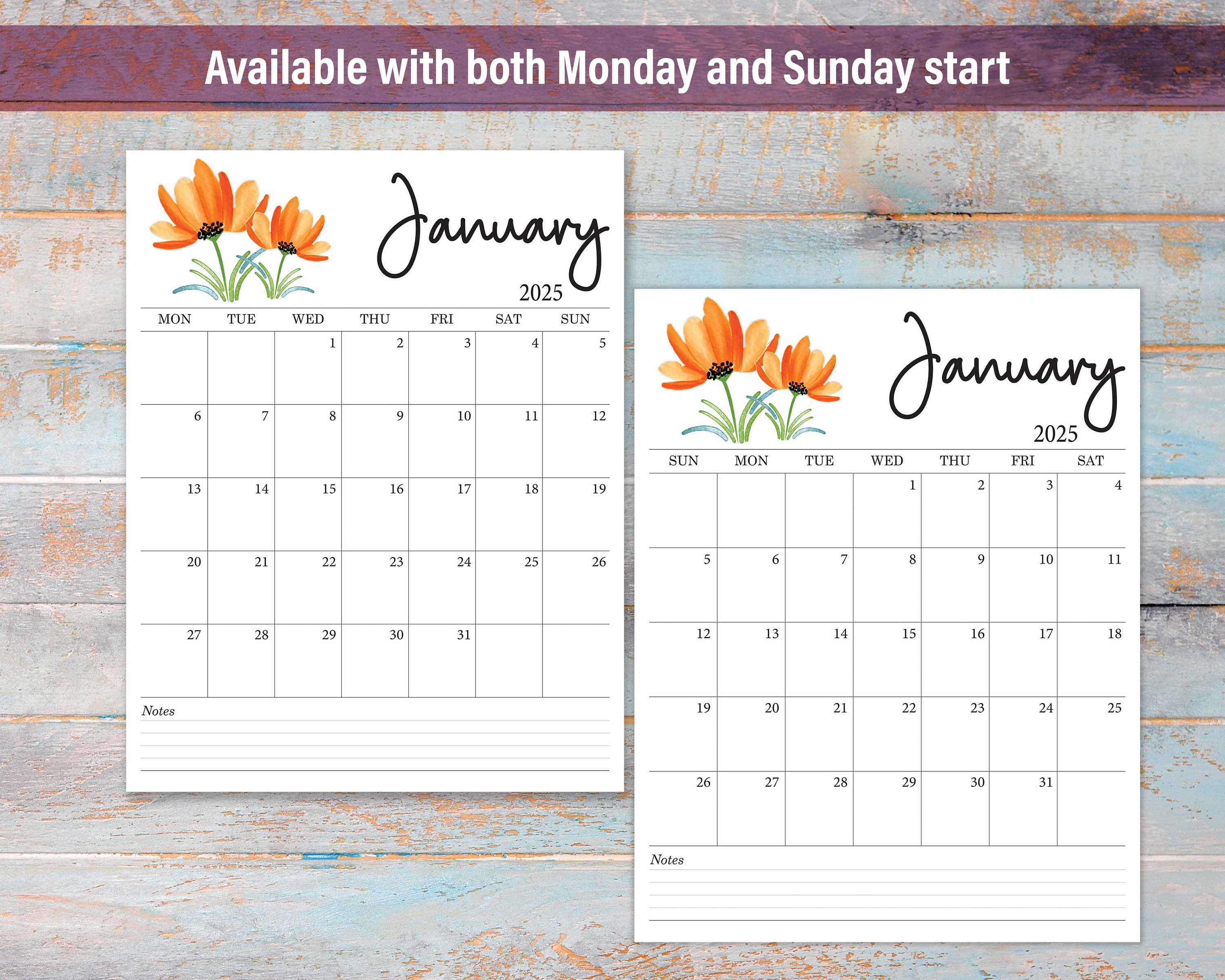 2024 2025 Printable Calendar, 2024 2025 Monthly Planner, Desk Calendar ...