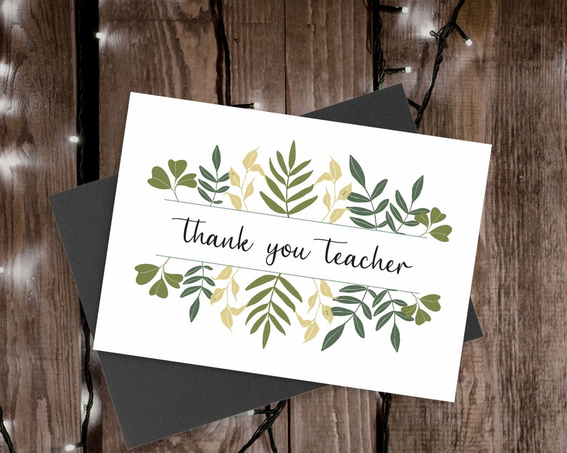 Thank You Teacher Card Printable, Teacher Appreciation Digital Card ...