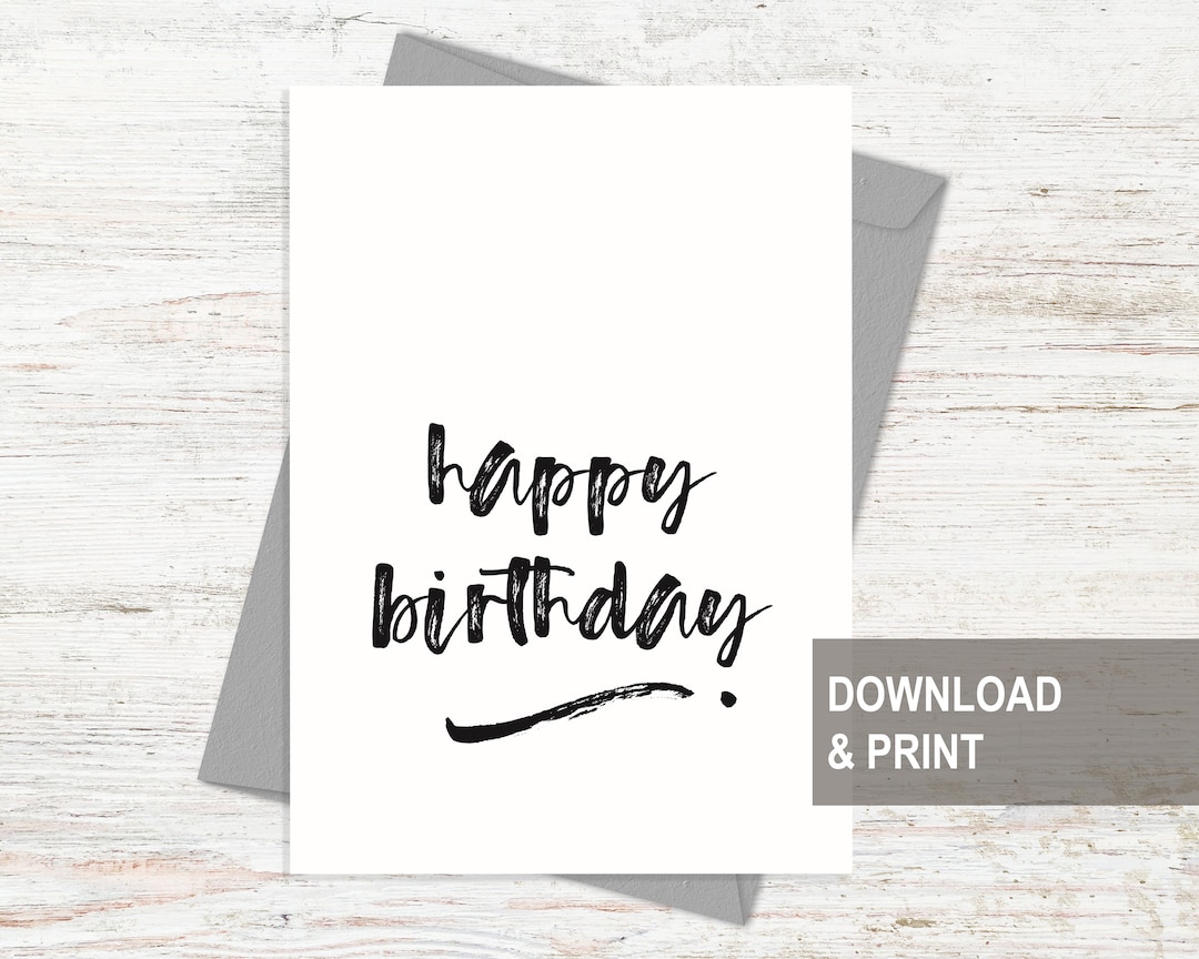 Printable Simple Birthday Card, Printable Minimalist Happy Birthday ...