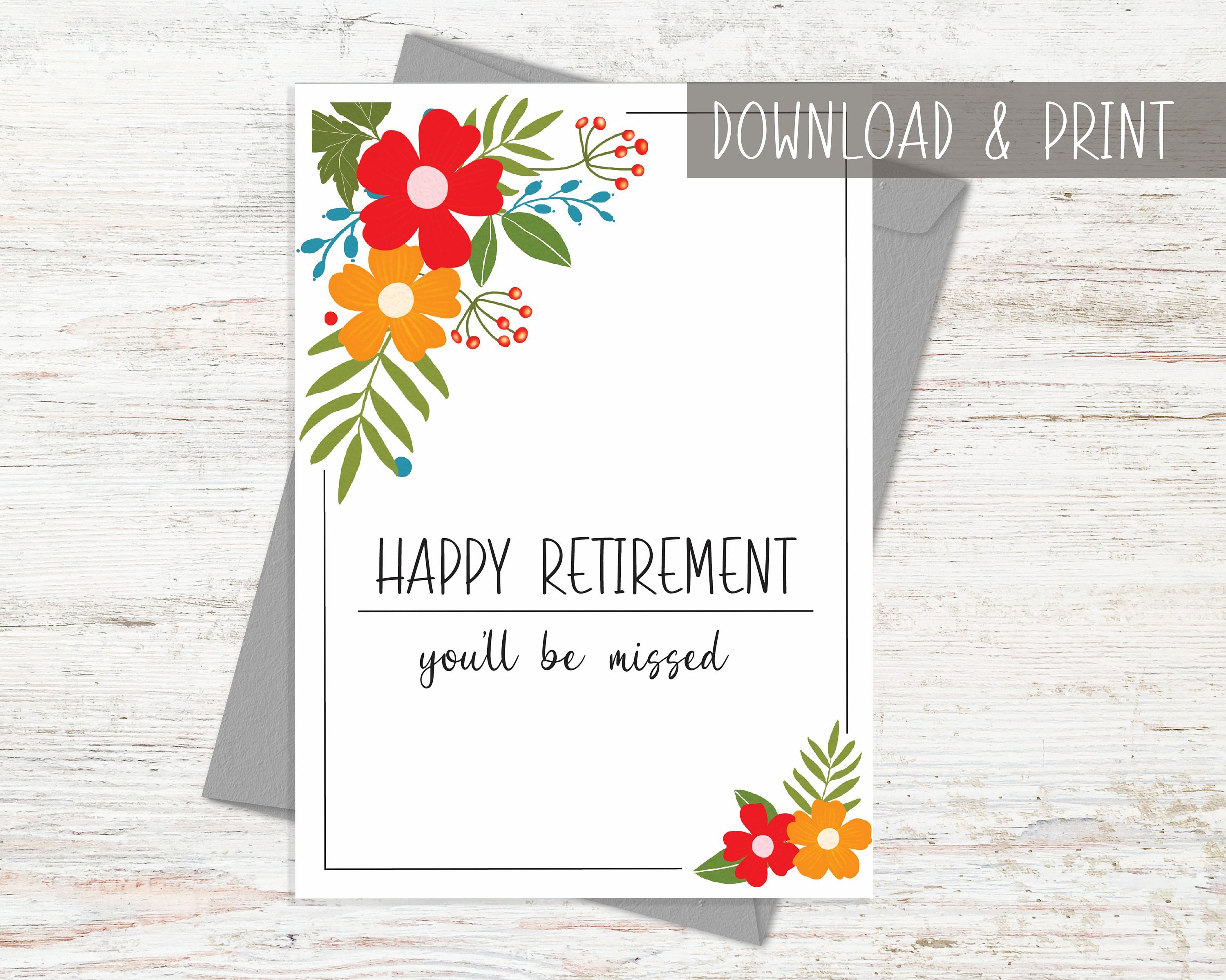 Retirement Card Printable, You'll Be Missed Card, Instant Download ...