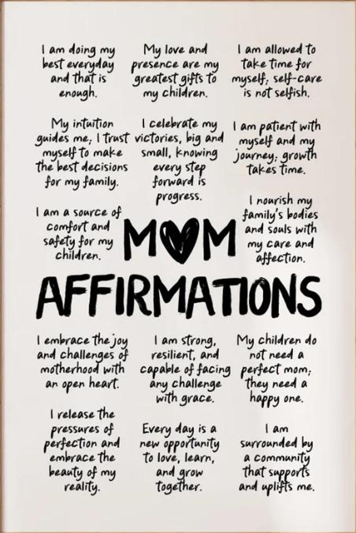Mom Daily Affirmations Printable Wall Art Affirmation Poster Mother's ...