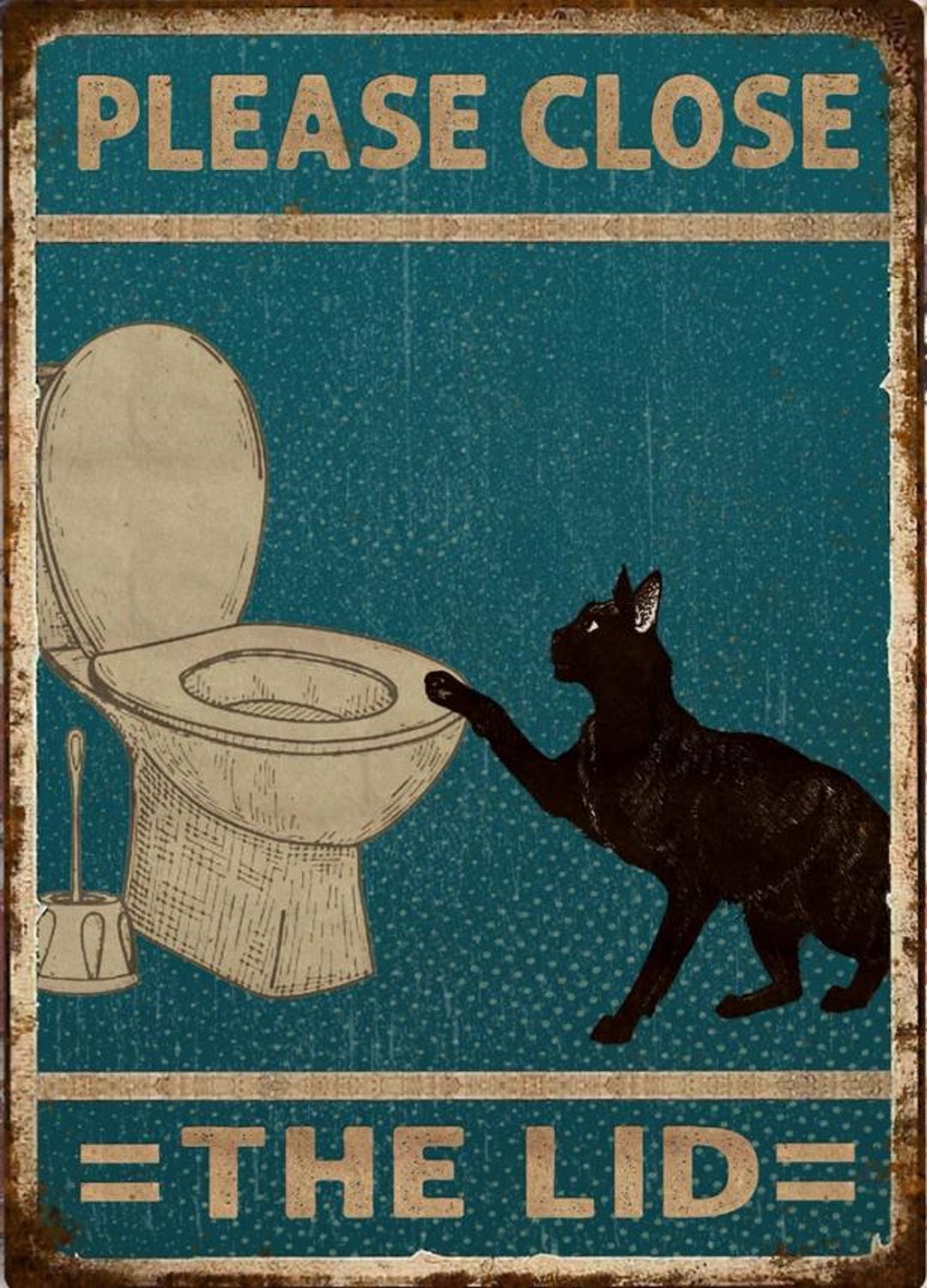 Black Cat Please Close the Lid Poster - Etsy