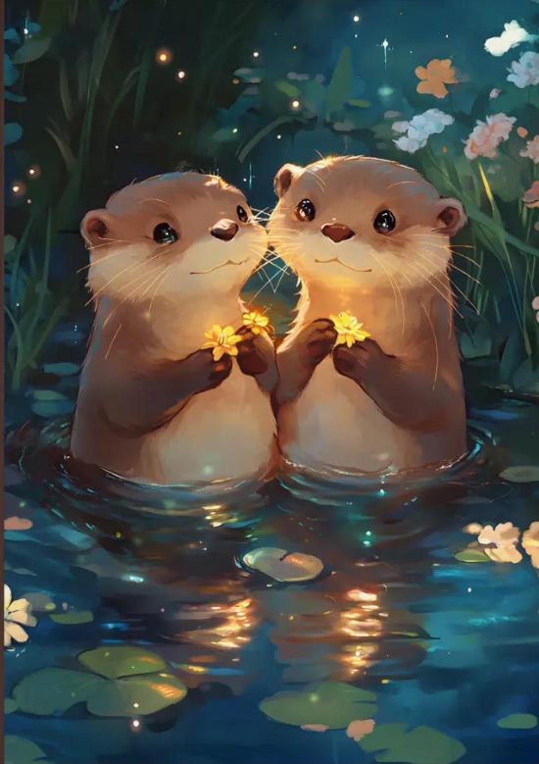 Otter Couple Poster, Sea Otter Art Print Poster - Etsy