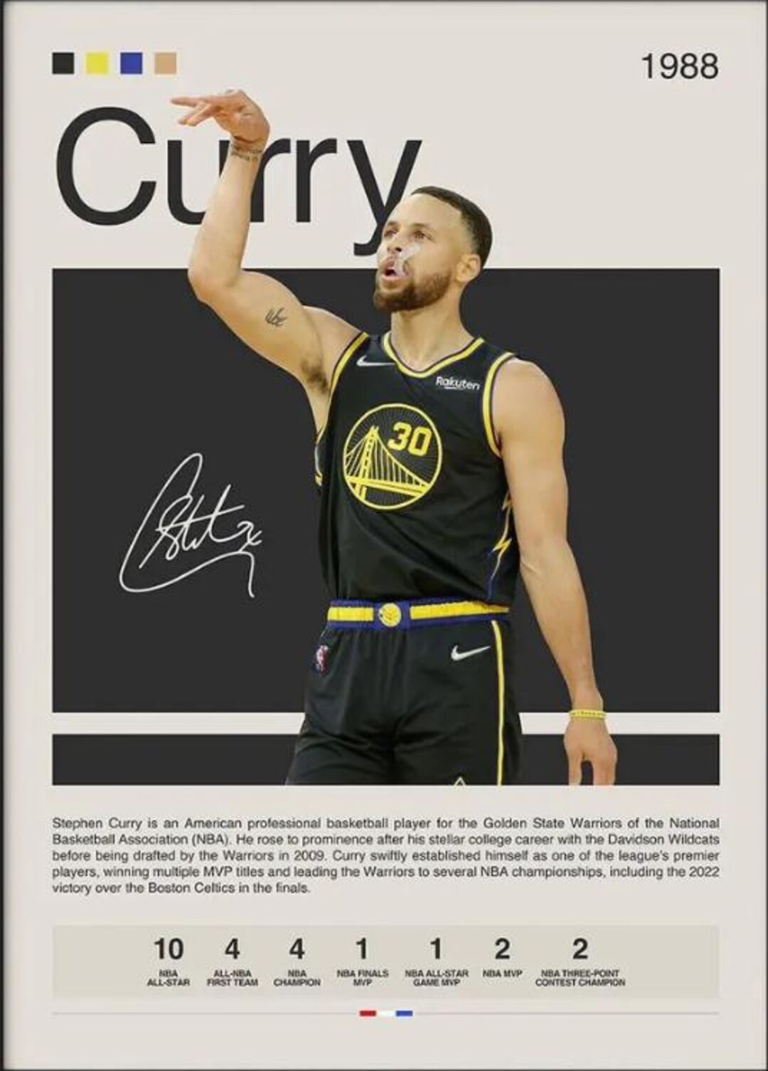 Steph Curry Poster Preppy Golden State Warriors Poster - Etsy