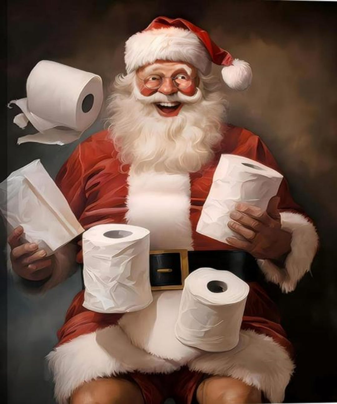 Funny Christmas Santa Bathroom Wall Art Prints, Winter Christmas Santa ...