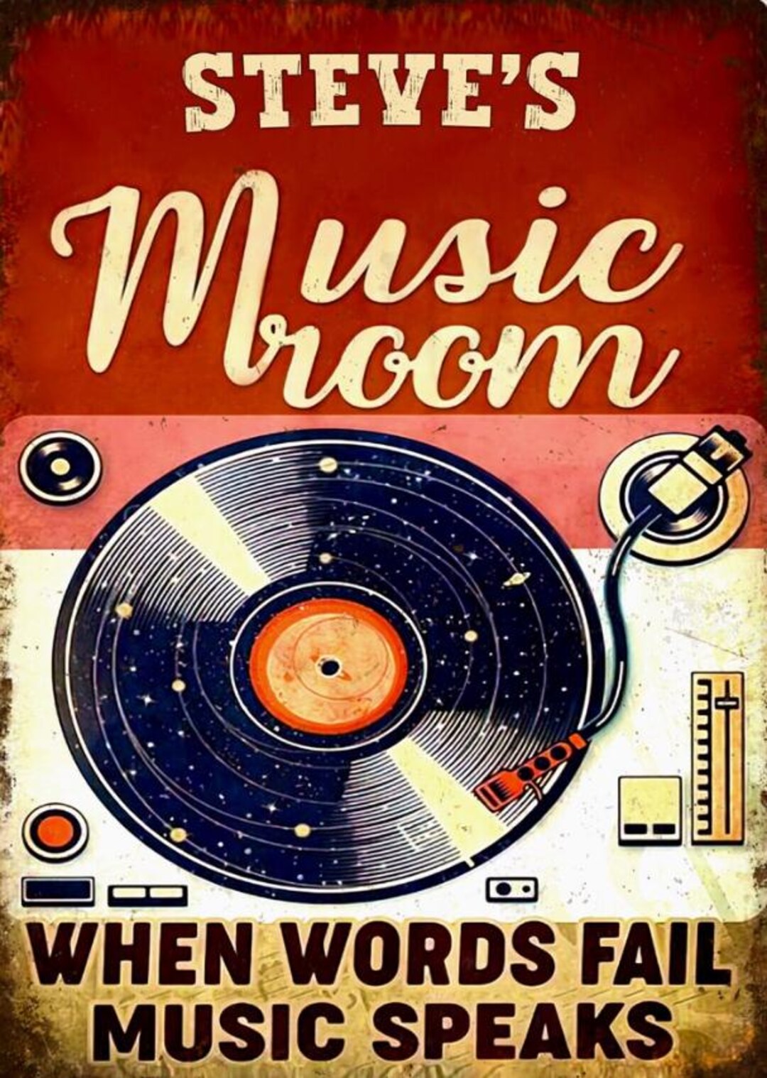 Personalised Music Room Retro Metal Sign Poster - Etsy