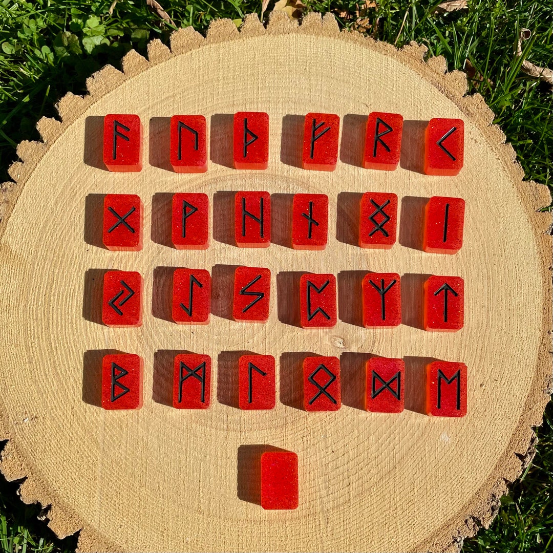 Glittery Red Runes Set 25 Resin Runes - Etsy