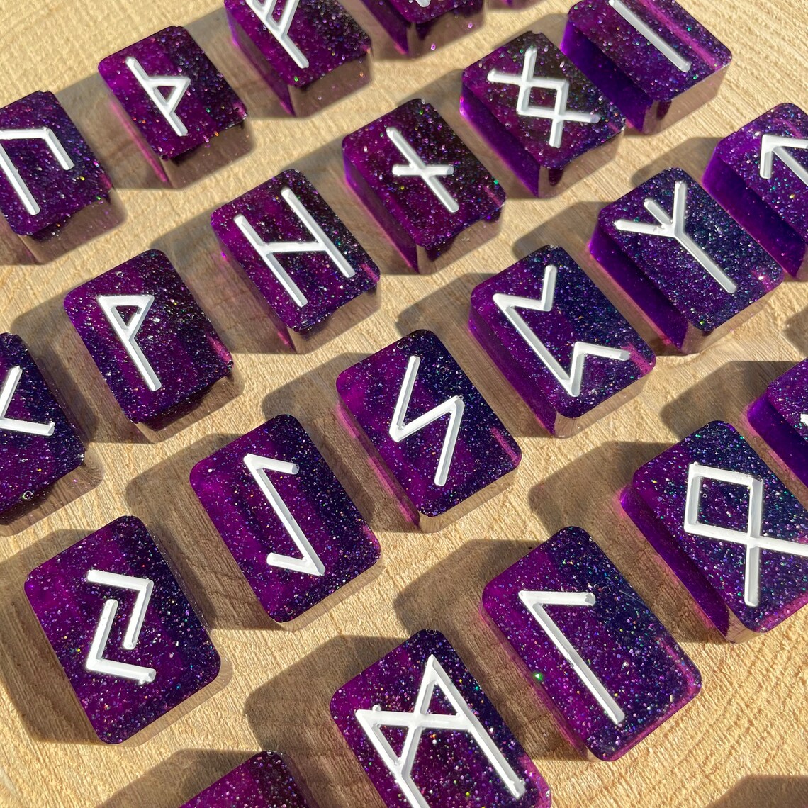 Glittery Purple Runes Set 25 Resin Runes - Etsy