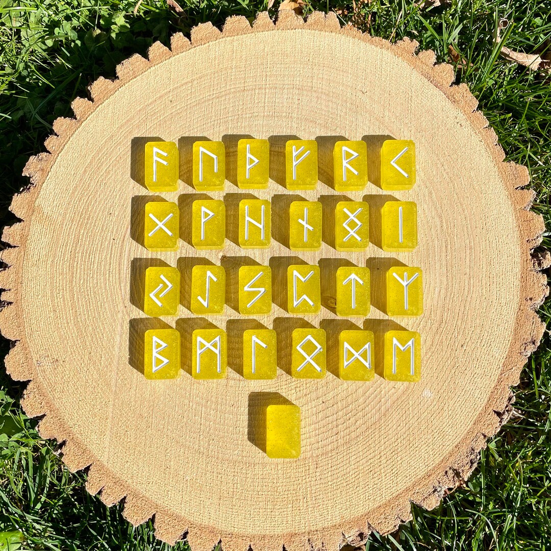 Glittery Yellow Runes Set 25 Resin Runes - Etsy