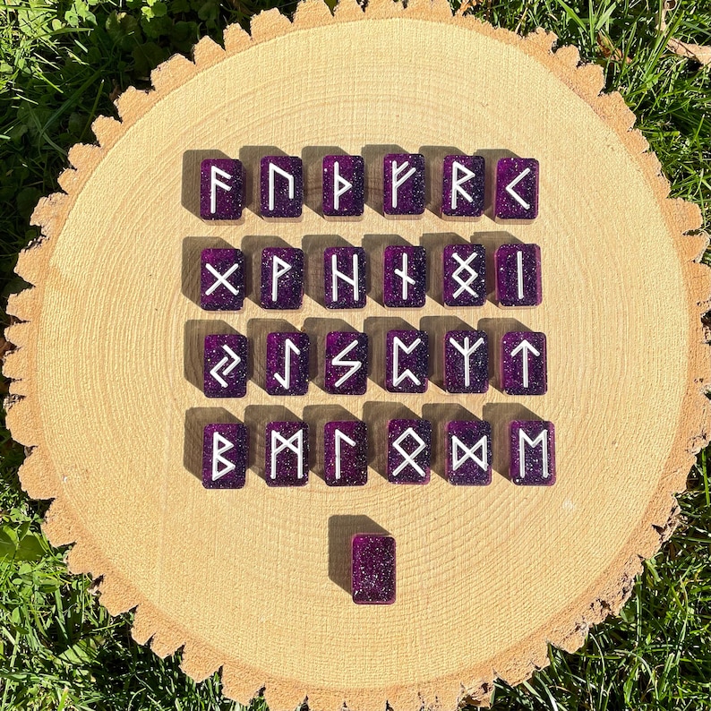 Glittery Purple Runes Set 25 Resin Runes - Etsy