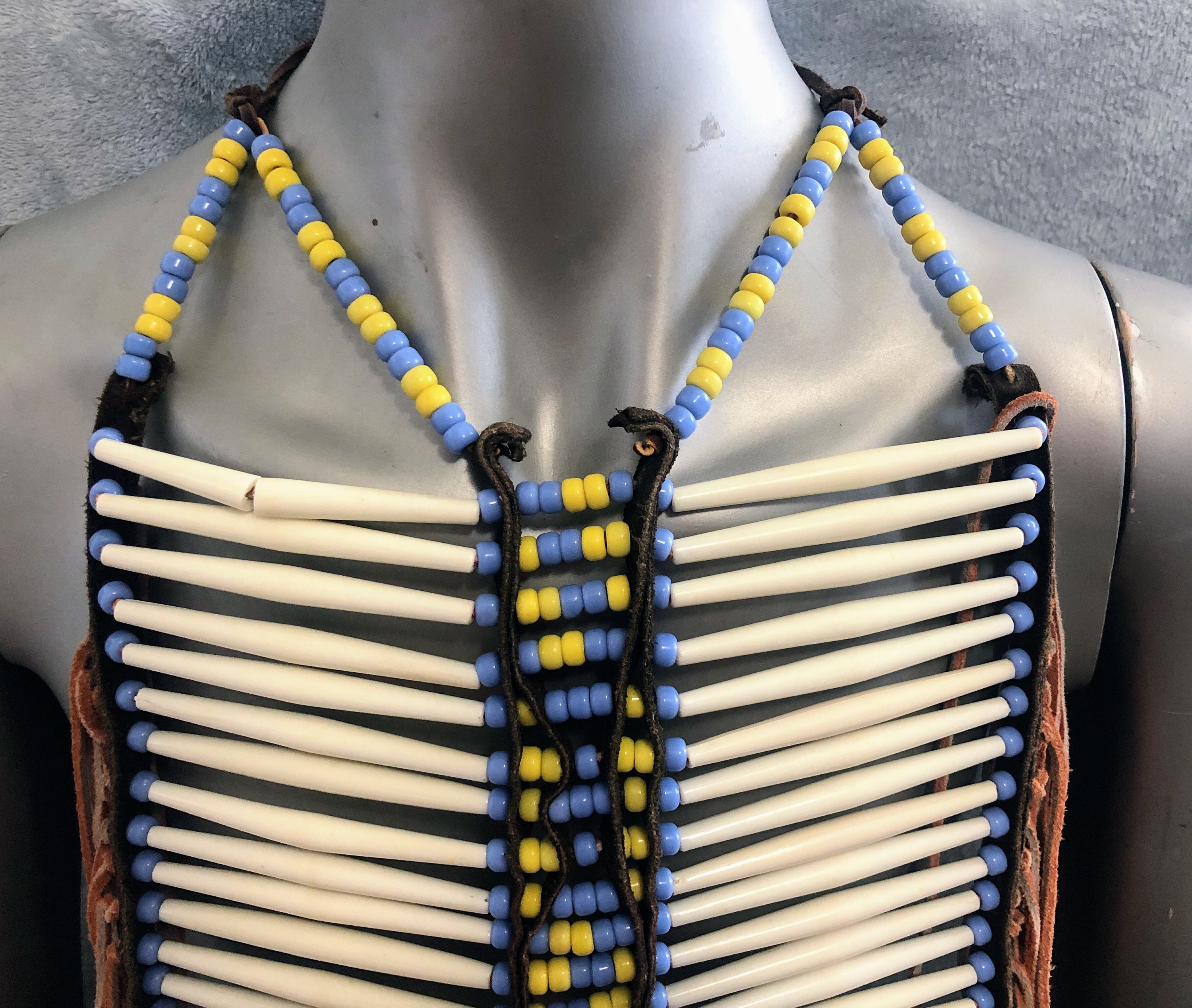 Native American Breastplate Made of Authentic Bone & Leather - Etsy