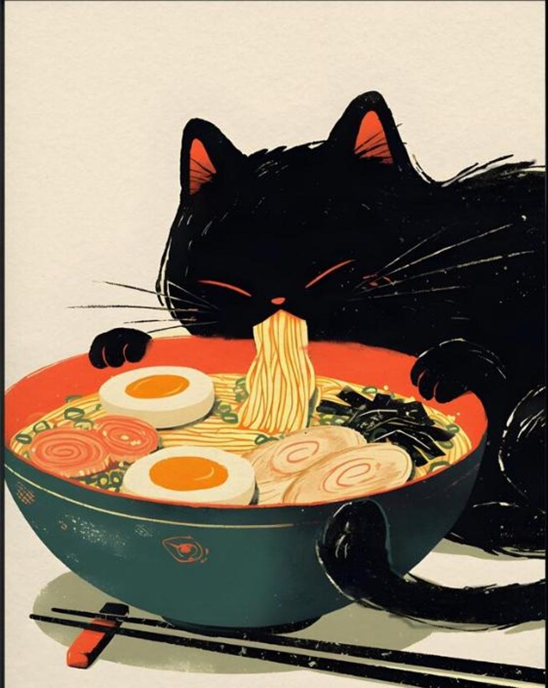 Anime Food Poster, Cat Ramen Poster - Etsy