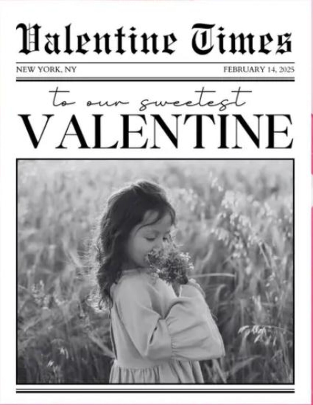 Plantilla de póster de periódico para el día de San Valentín - Etsy México