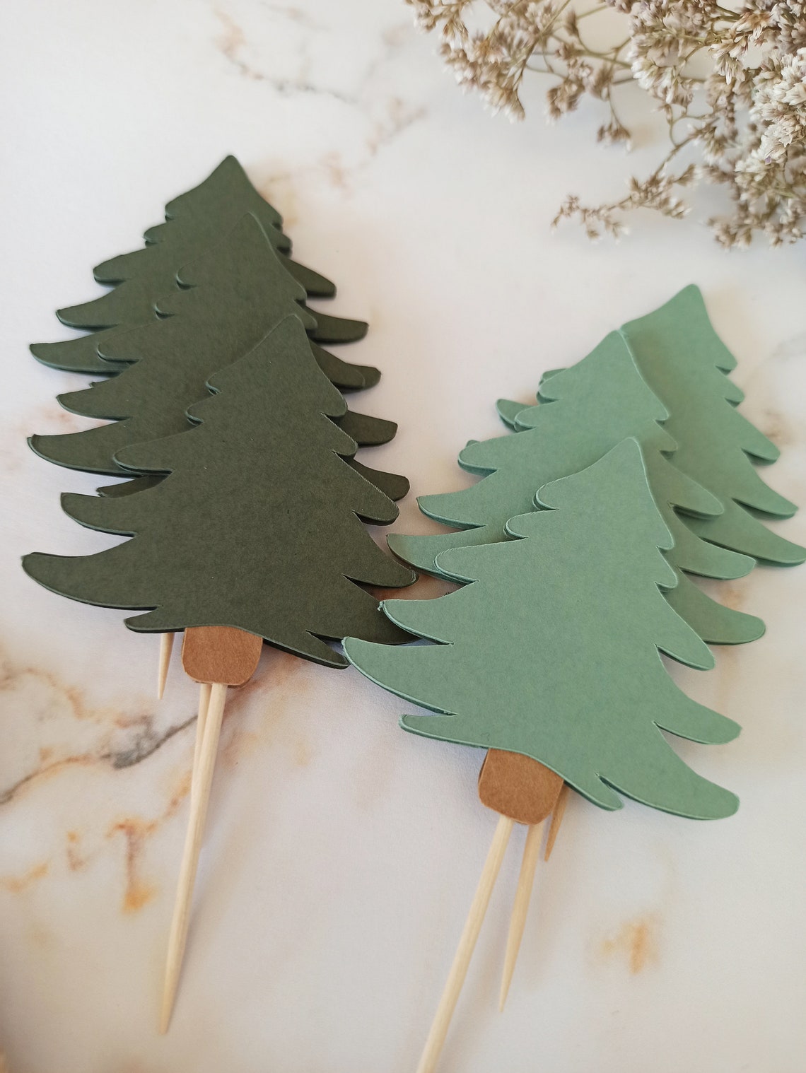 Christmas Tree Cupcake Toppers, Green Tree Cupcake Toppers, Birthday ...