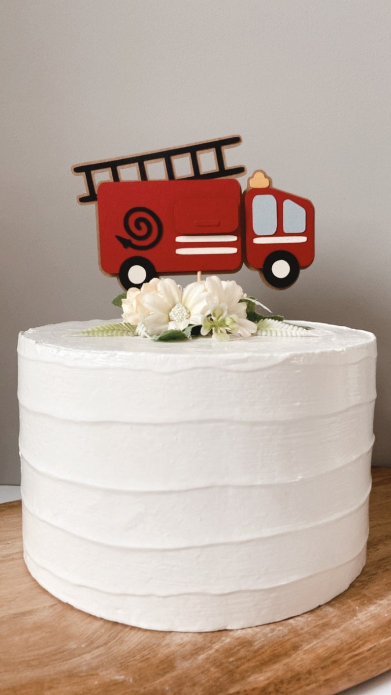 Fire Truck Cake Topper - Fire Brigade Birthday Party Decor - Etsy