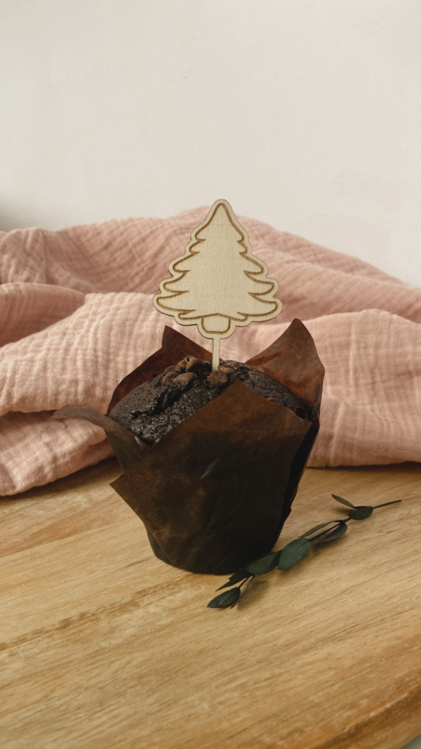 Wooden Pine Tree Cupcake Toppers Forest-themed Party Decor Set of 6 - Etsy