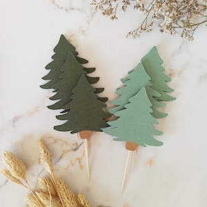 Christmas Tree Cupcake Toppers, Green Tree Cupcake Toppers, Birthday ...