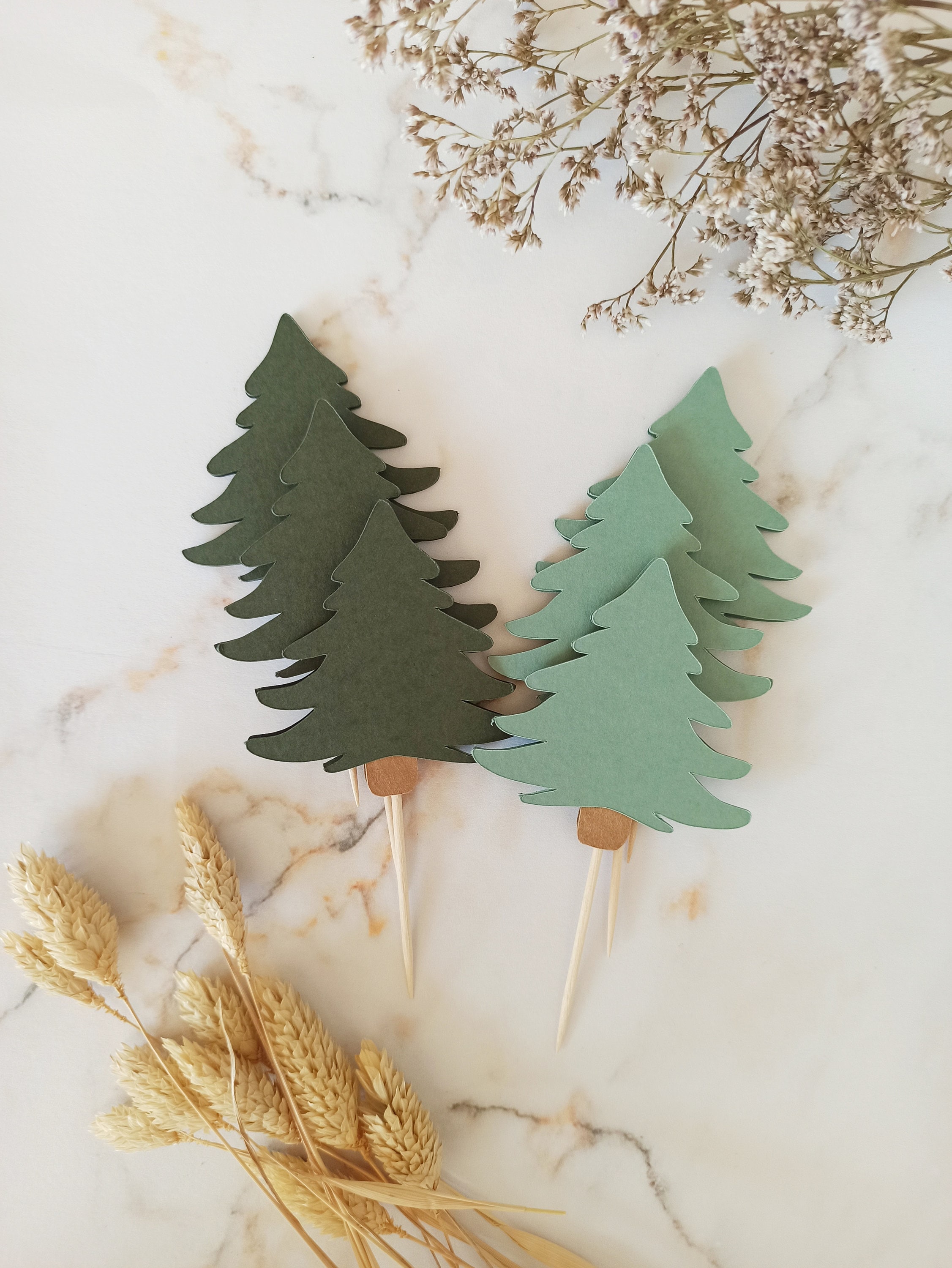 Christmas Tree Cupcake Toppers, Green Tree Cupcake Toppers, Birthday ...