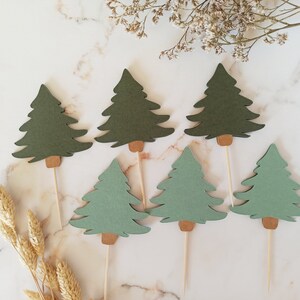 Christmas Tree Cupcake Toppers, Green Tree Cupcake Toppers, Birthday ...