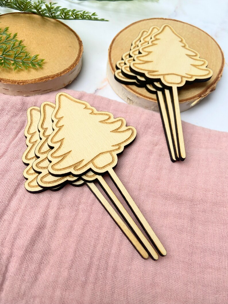 Wooden Pine Tree Cupcake Toppers Forest-themed Party Decor Set of 6 - Etsy