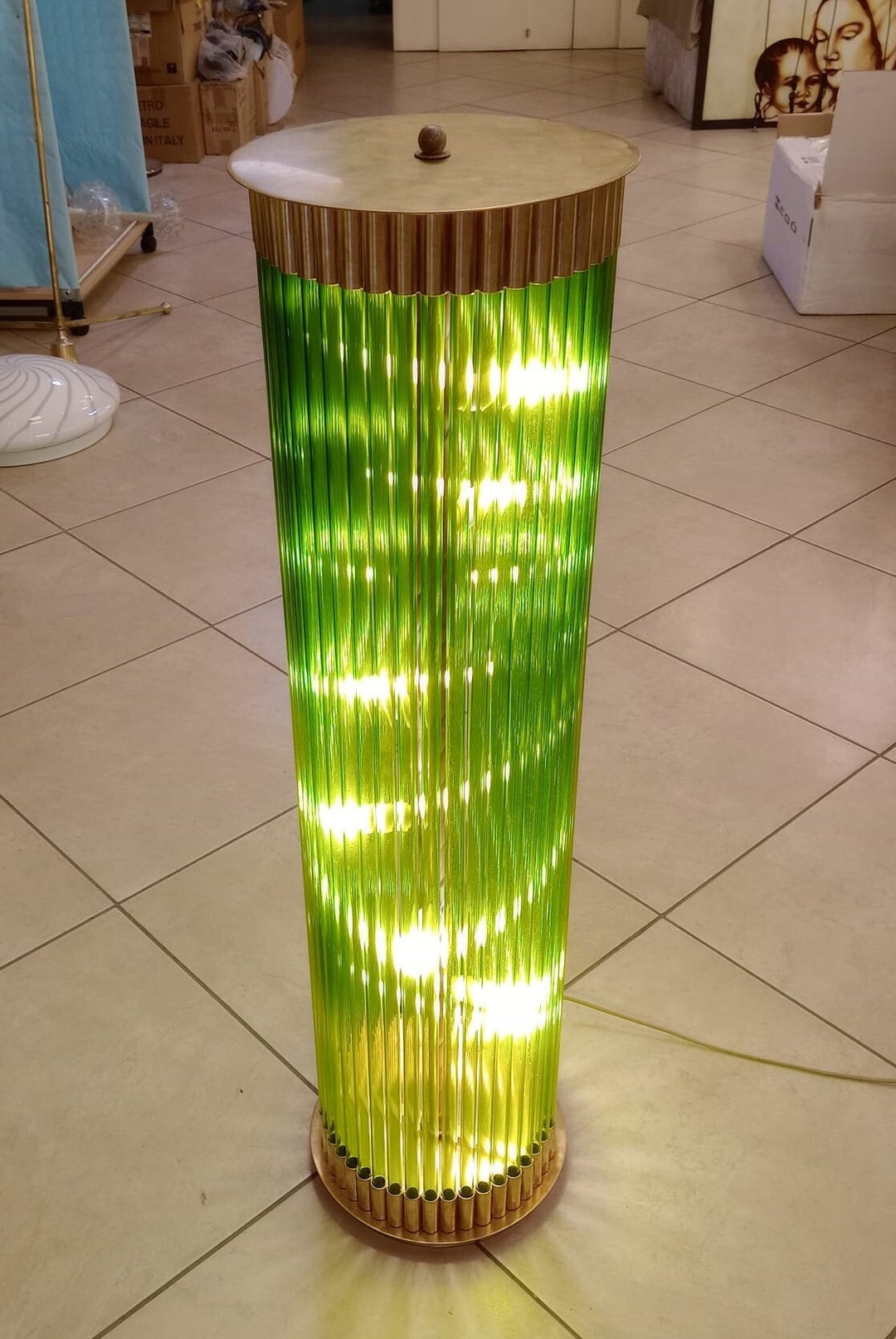 Large Floor Lamp Brass Murano Glass Style Gucci, Saccati. - Etsy