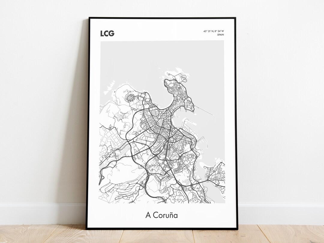 A Coruña Map Poster Printable City Map of A Coruña Spain - Etsy Hong Kong