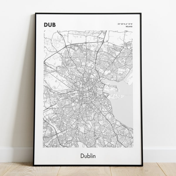 Dublin City Print, Street Map Art - Etsy