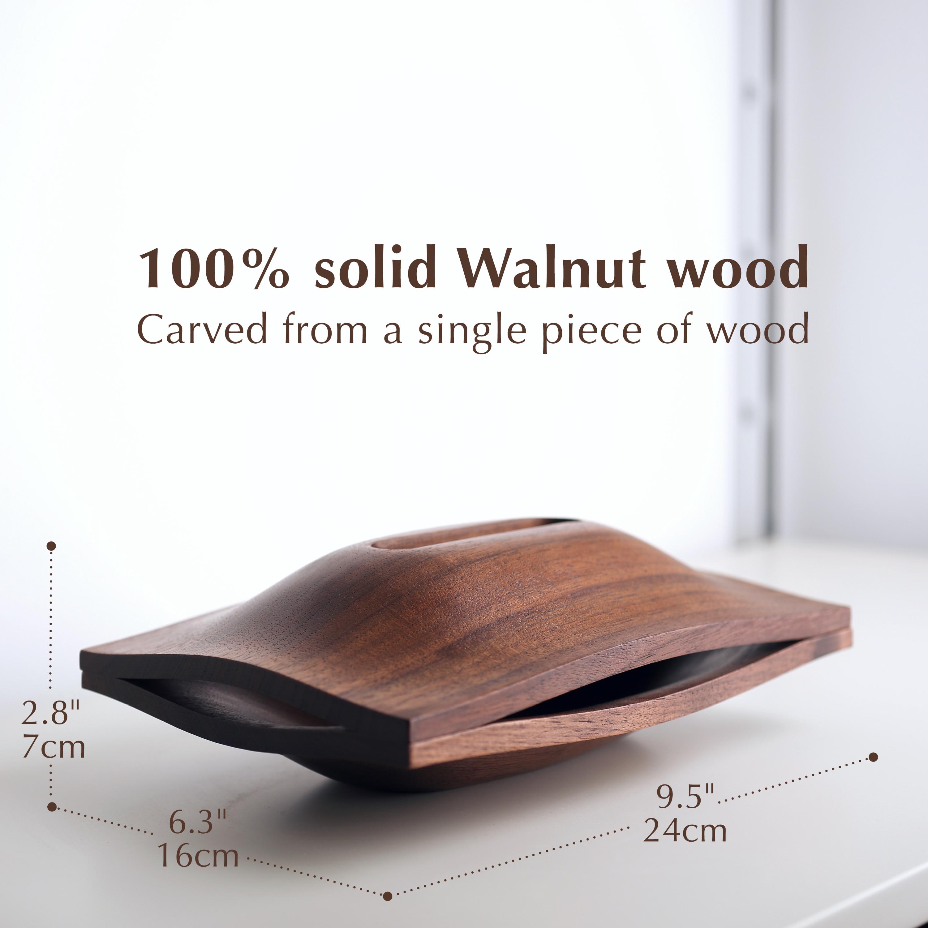 Sculptural Walnut Tissue Box Cover | Wooden Napkin Holder With Magnetic ...