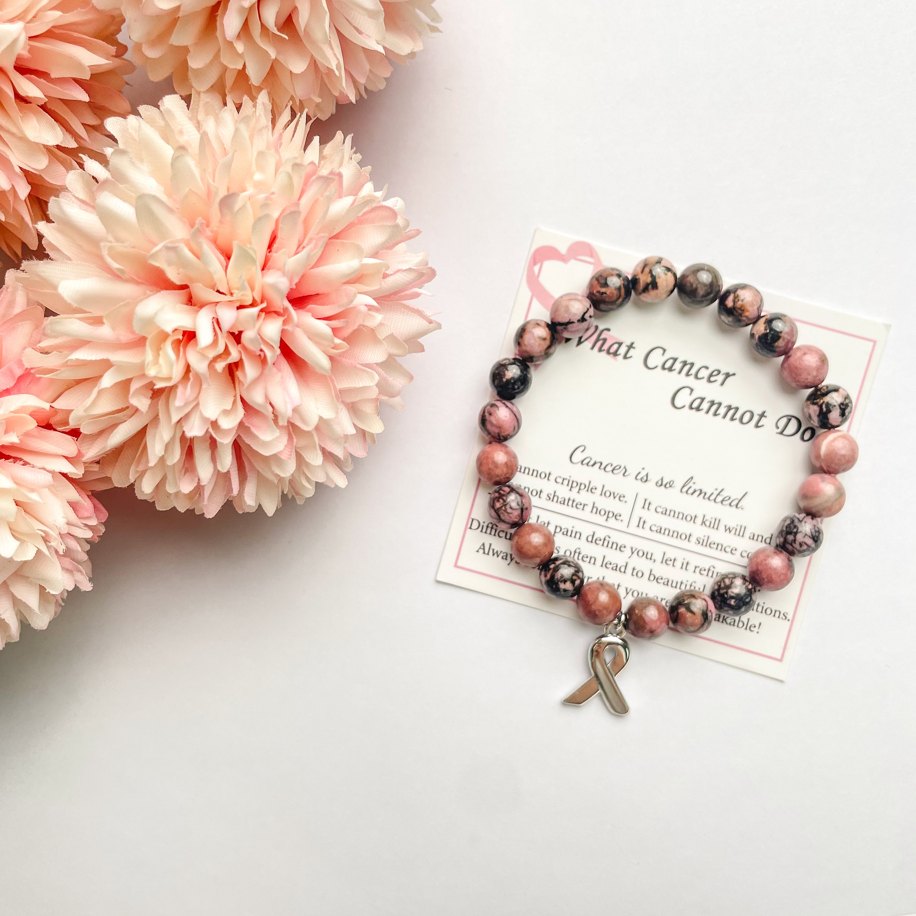 Breast Cancer Gifts for Women, Breast Cancer Bead Bracelet, Breast ...