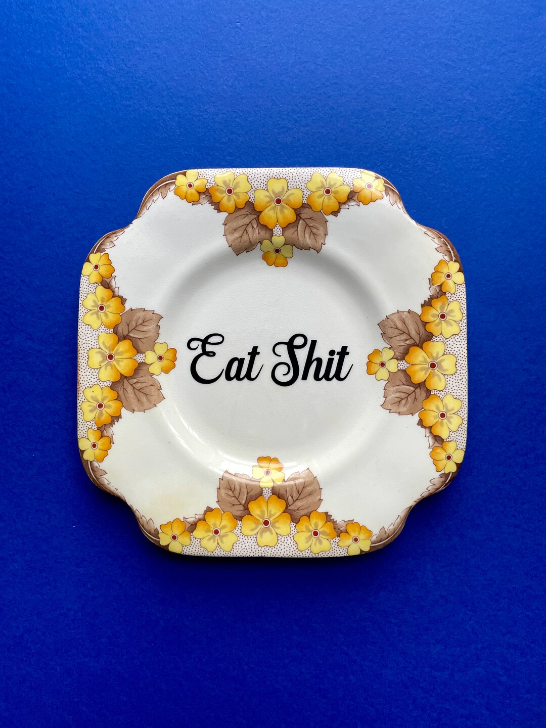 Eat Shit Plate, Vintage China, Inappropriate Gift for Friend, Rude ...