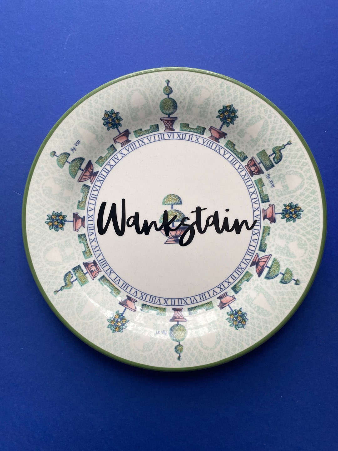 Wankstain Vintage Upcycled Rude Plate Kitch Funny China Profanity Swear ...