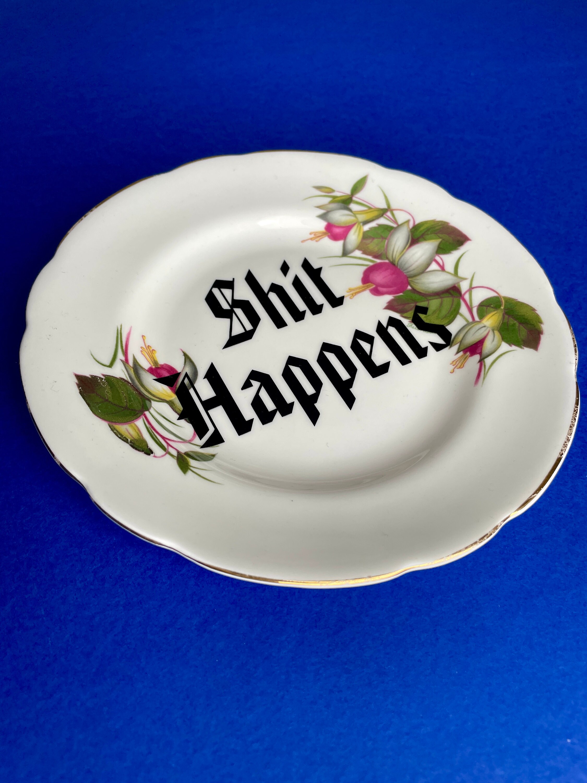 Shit Happens Plate, Vintage China, Inappropriate Gift for Friend, Rude ...