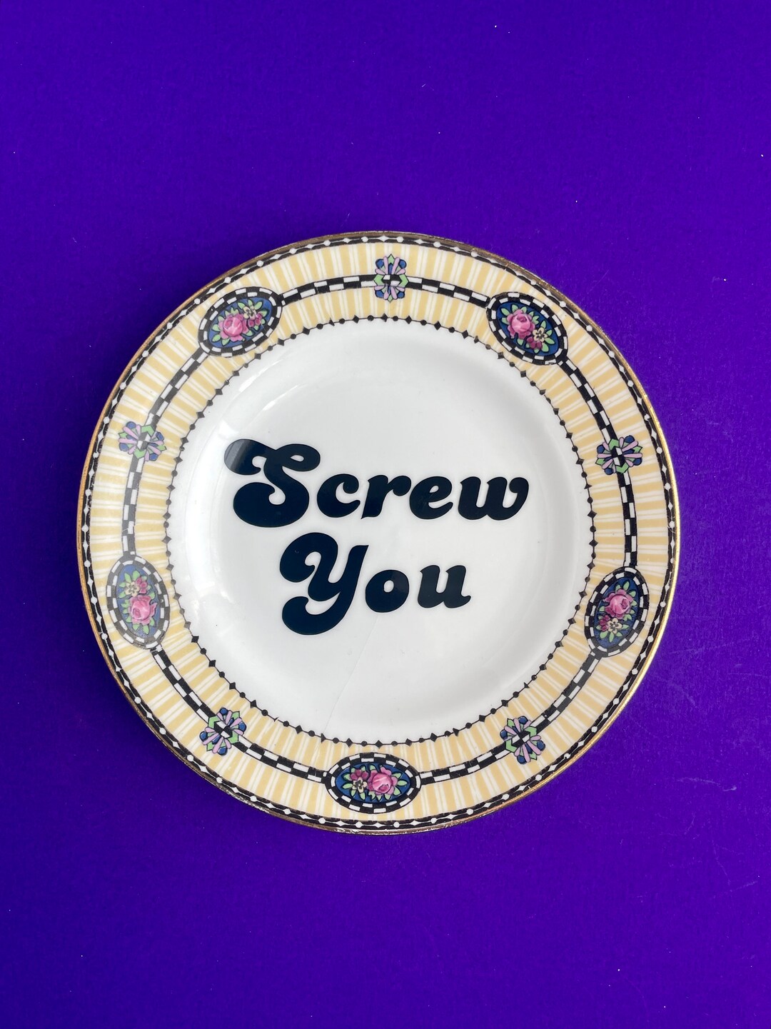 Screw You Mini Plate, Vintage Upcycled, Quote Plate, Funny Friends Gift ...