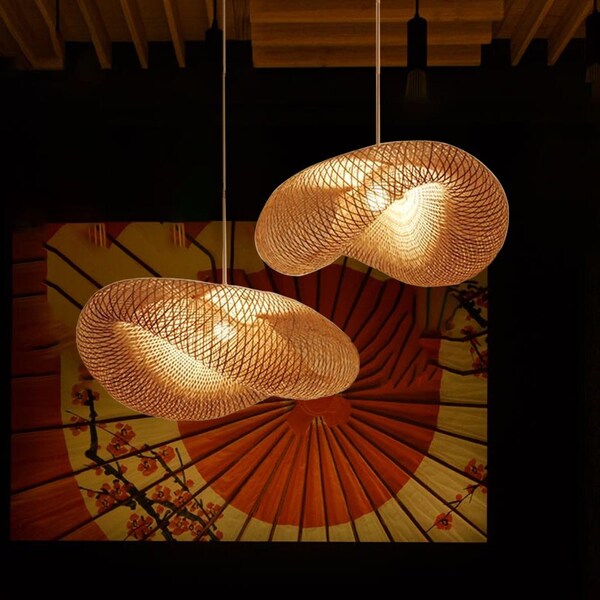 Bamboo Light Fixture - Etsy