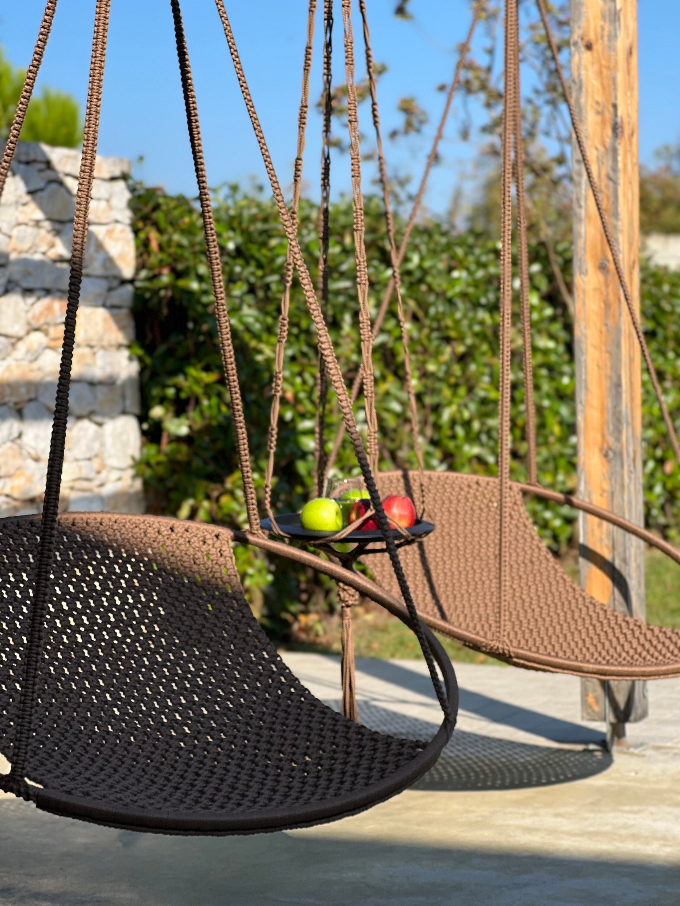 A Pair of Handmade Hanging Lounge Chairs and a Table - Etsy