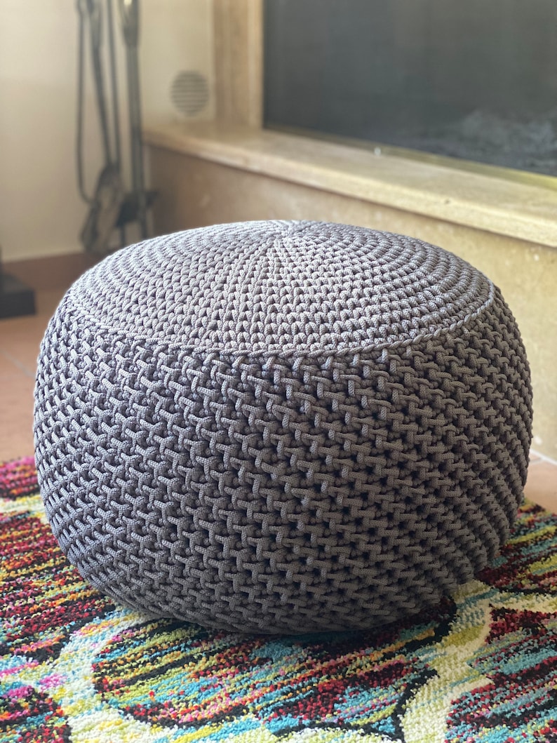 Crochet Round Pouf, Ottoman Foot Rest, Bean Bag Chair - Etsy