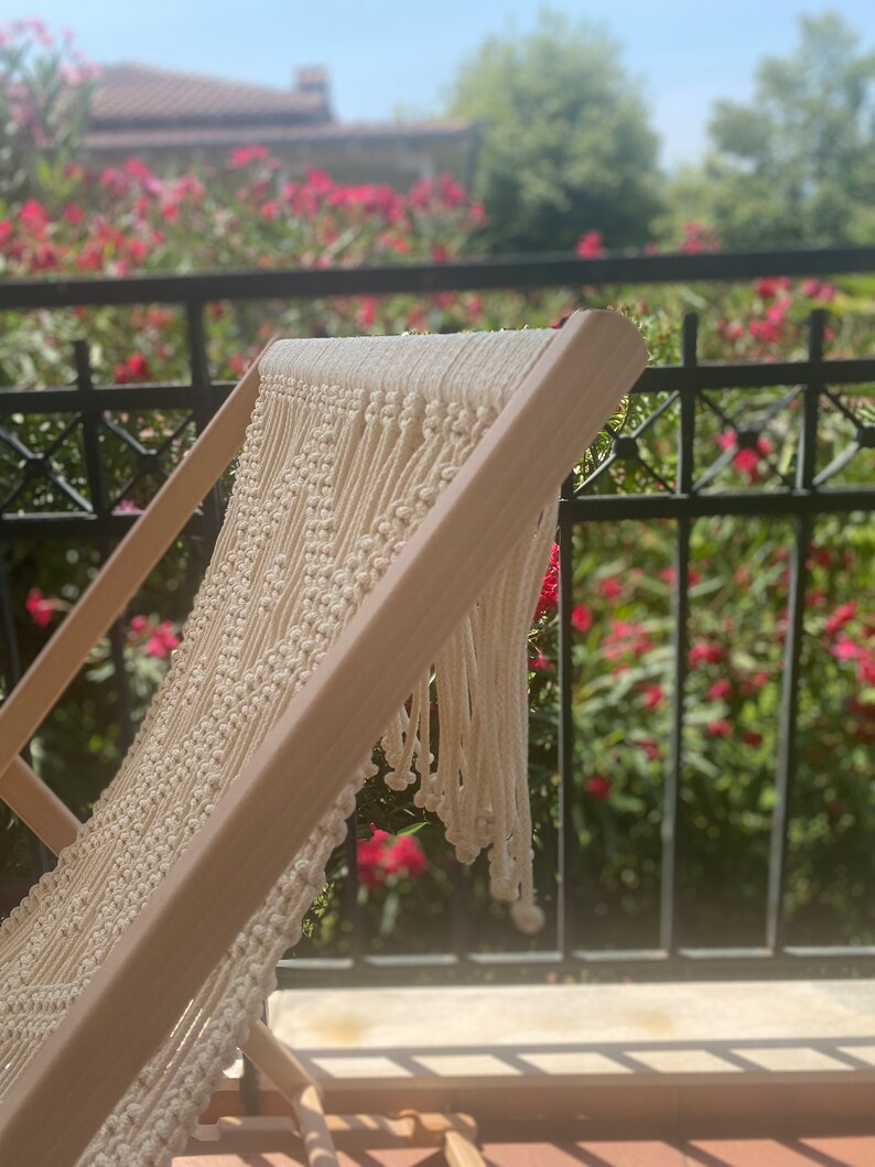 Ivory Macrame Handmade Deck Chair. Sun Lounger. - Etsy