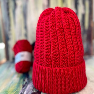 Red Beanie Hat, Hand Knitted - Etsy