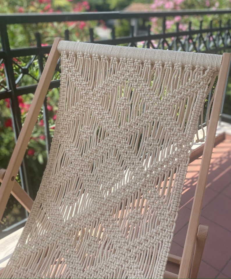 Ivory Macrame Handmade Deck Chair. Sun Lounger. - Etsy