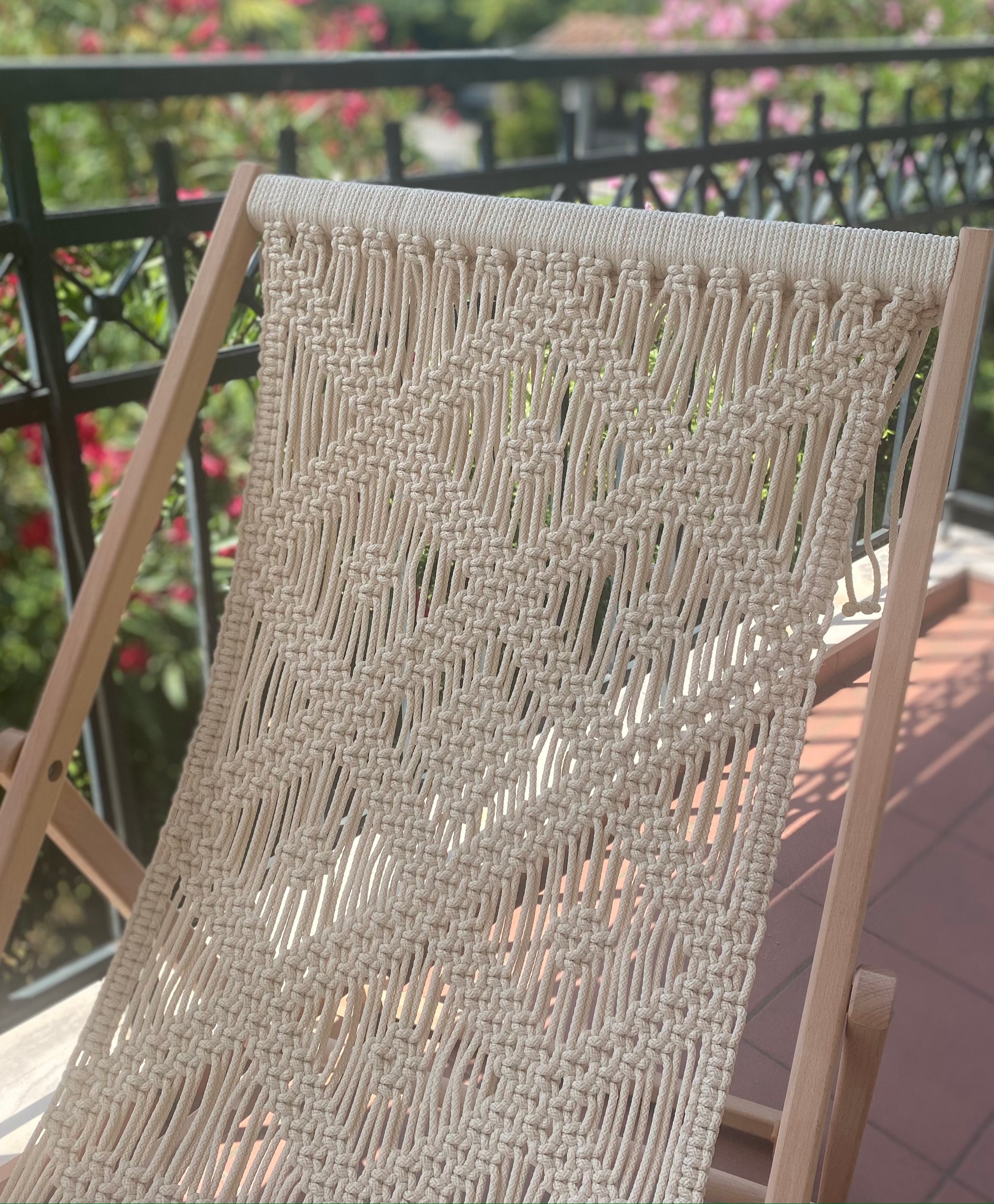 Ivory Macrame Handmade Deck Chair. Sun Lounger. - Etsy