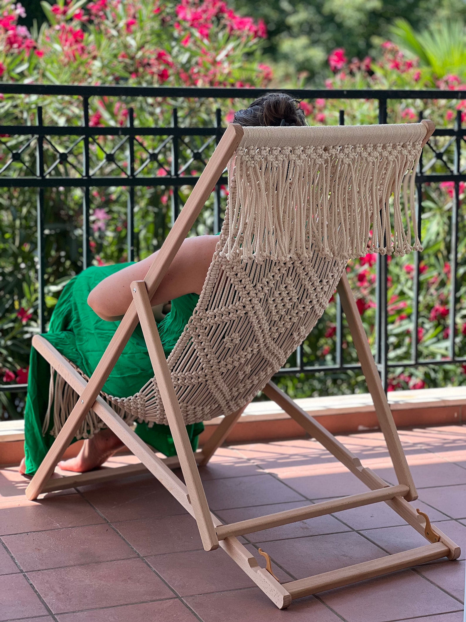 Ivory Macrame Handmade Deck Chair. Sun Lounger. - Etsy