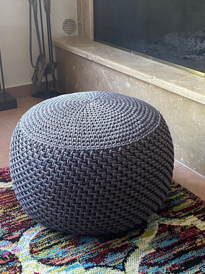 Crochet Round Pouf Ottoman Foot Rest - Etsy