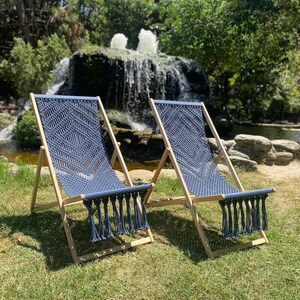 A Pair of Macrame Handmade Deck Chairs yin Yang - Etsy