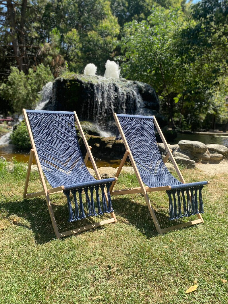 A Pair of Macrame Handmade Deck Chairs yin Yang - Etsy