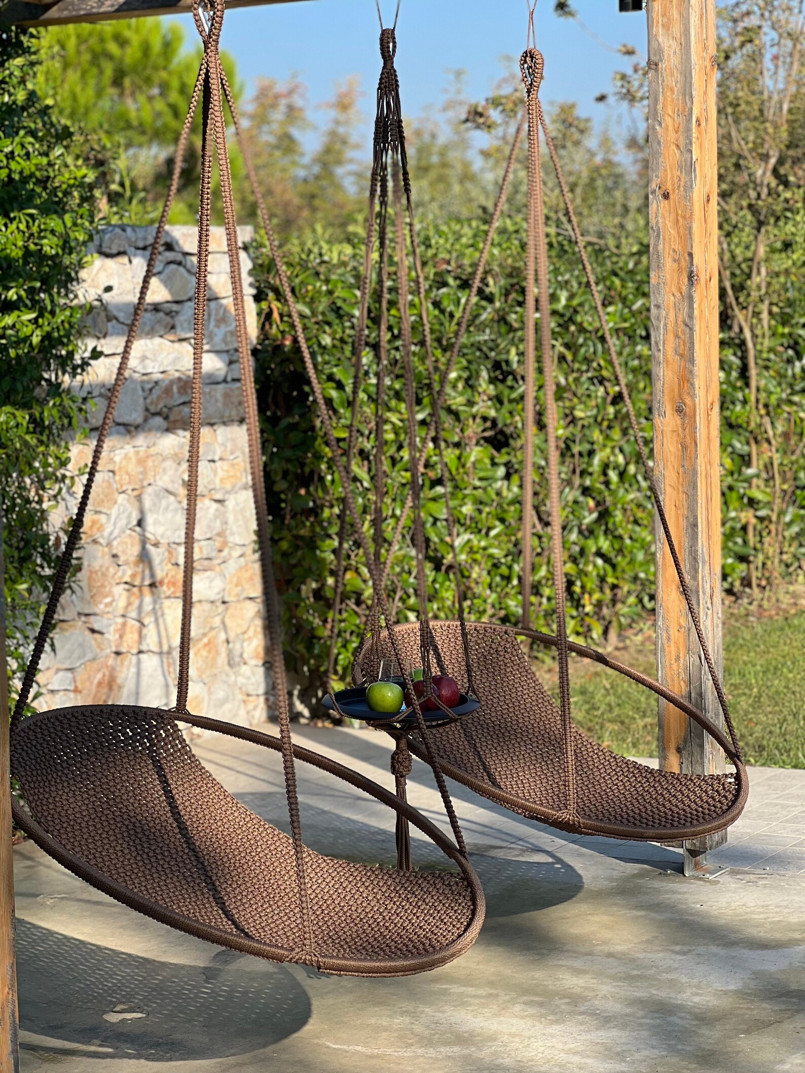 A Pair of Handmade Hanging Lounge Chairs and a Table - Etsy