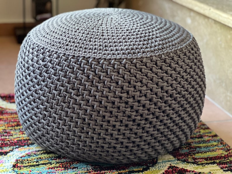 Crochet Round Pouf, Ottoman Foot Rest, Bean Bag Chair - Etsy