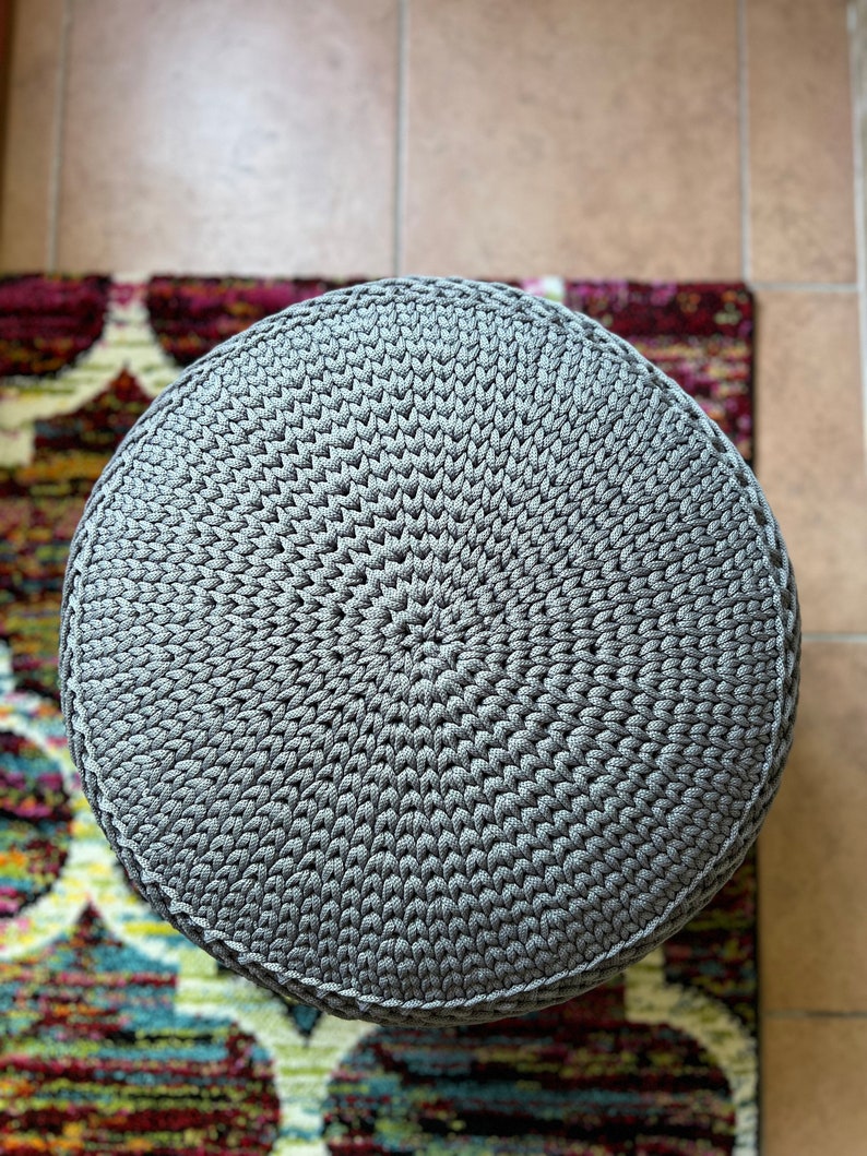 Crochet Round Pouf Ottoman Foot Rest - Etsy