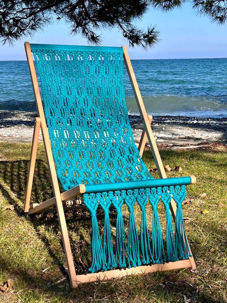 Oriental Macrame Handmade Folding Deck Chair - Etsy